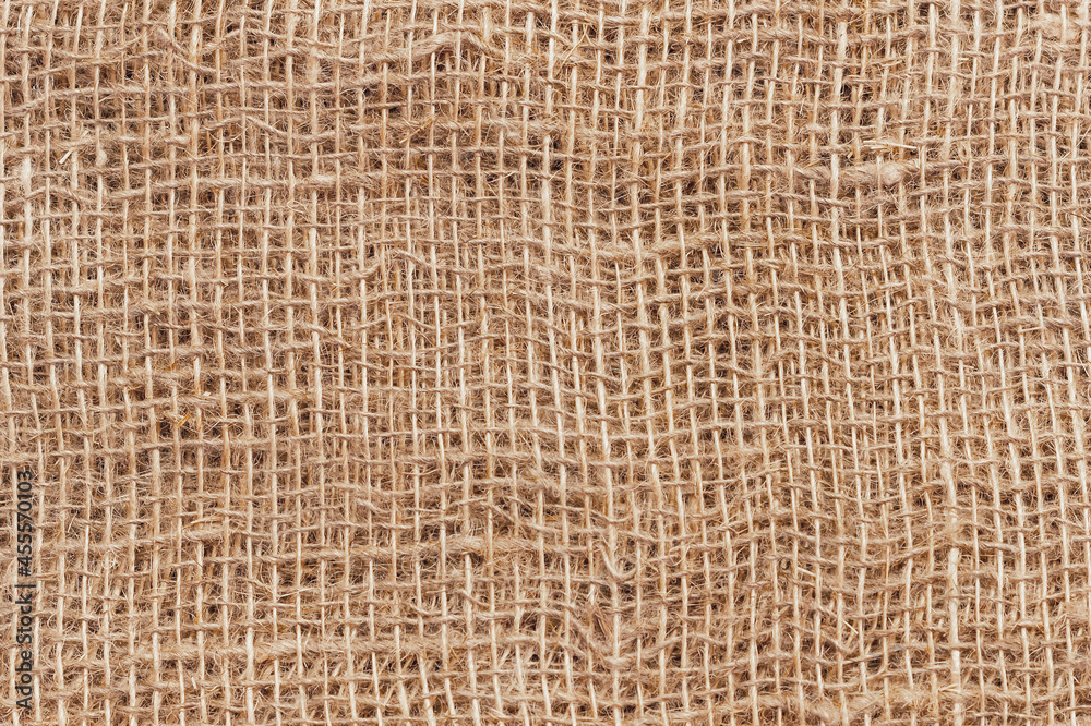 Natural burlap with large cells. The texture of a coarse woven fabric ...