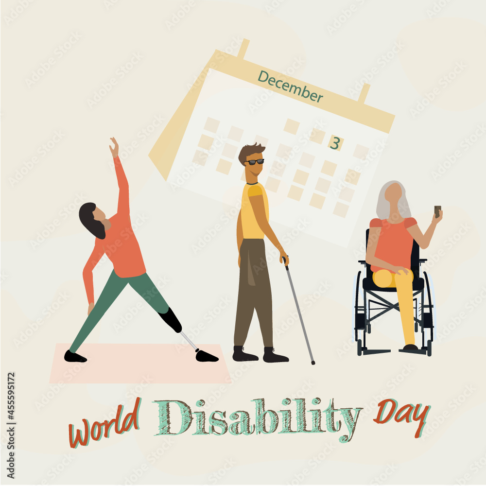 December 3. Calendar sheet and disabled people, International Day of ...