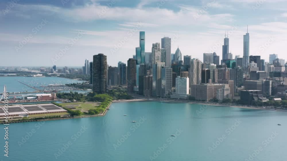 Video Stock Chicago Navy Pier, Milton Lee olive park and Ohio street ...