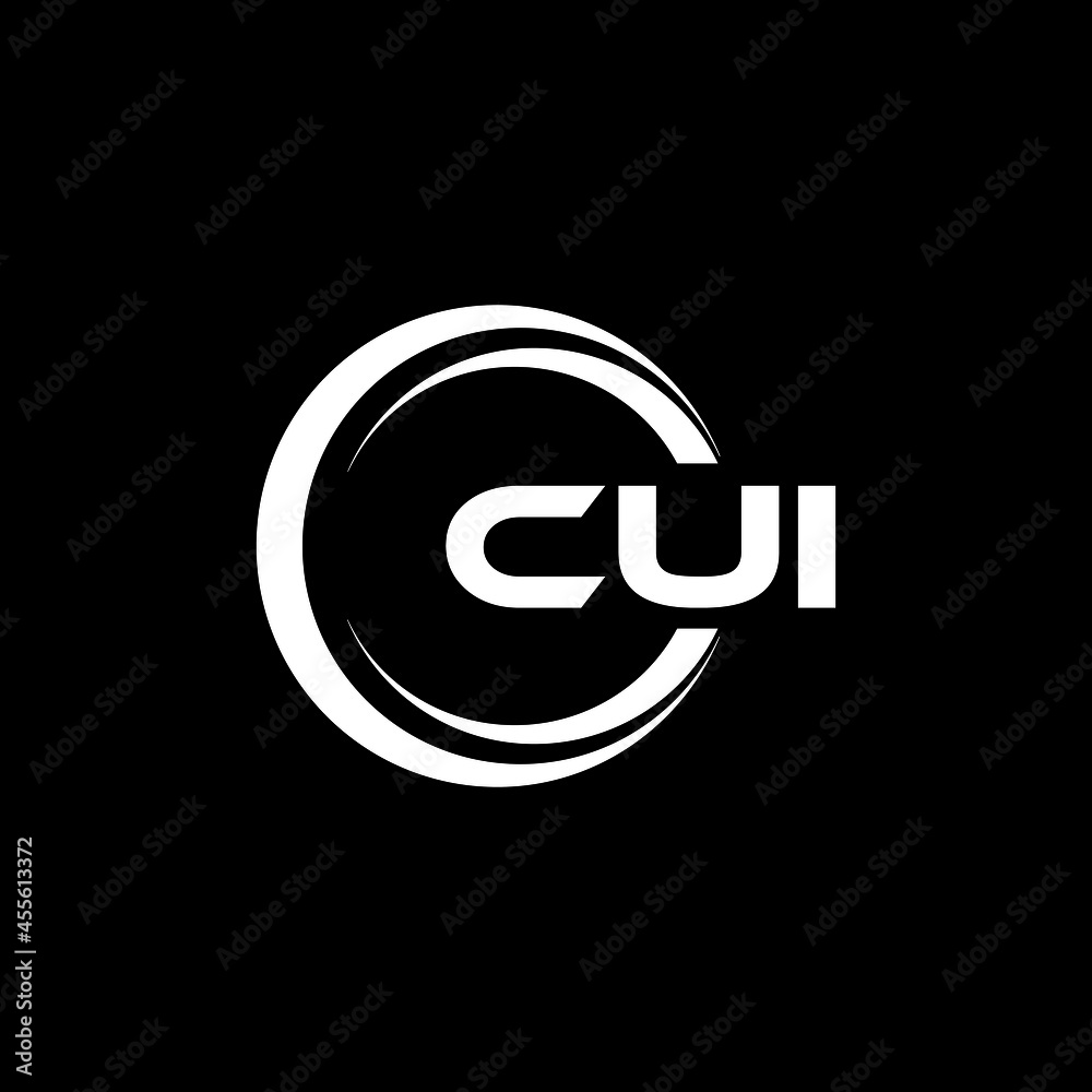 Vecteur Stock CUI letter logo design with black background in ...
