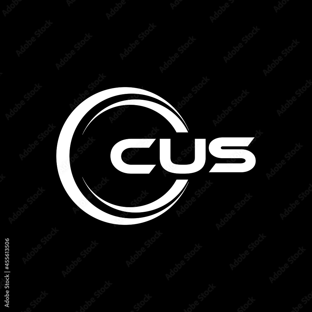 CUS letter logo design with black background in illustrator, vector ...