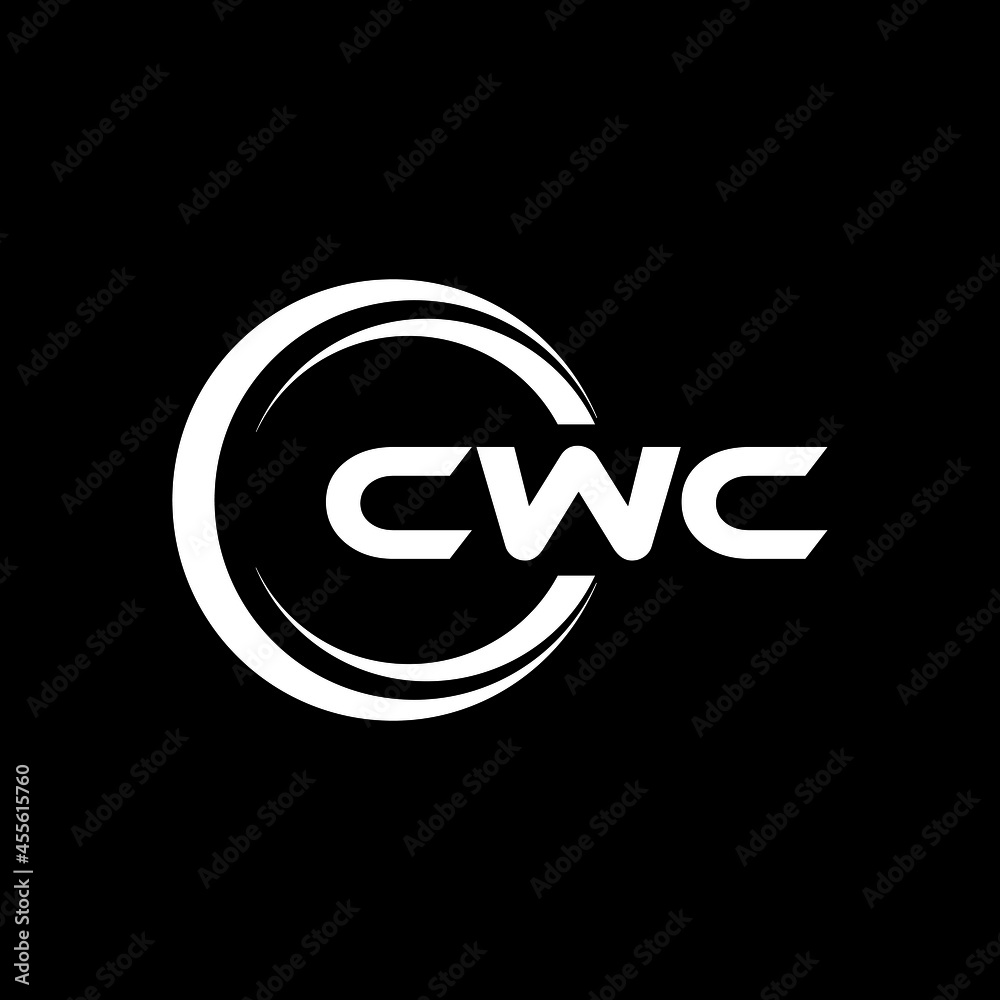 CWC letter logo design with black background in illustrator, vector ...