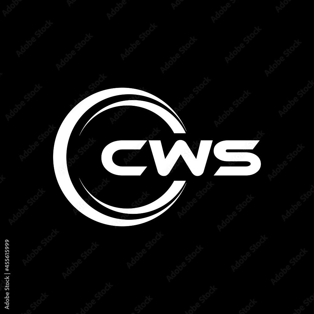 CWS letter logo design with black background in illustrator, vector ...