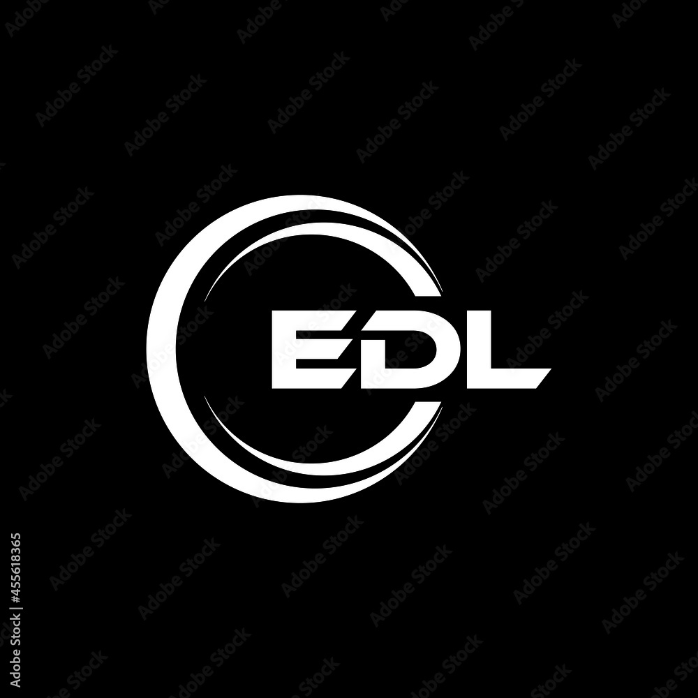EDL letter logo design with black background in illustrator, vector ...