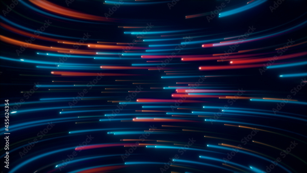 Abstract motion neon background, bright colorful glowing streaming ...