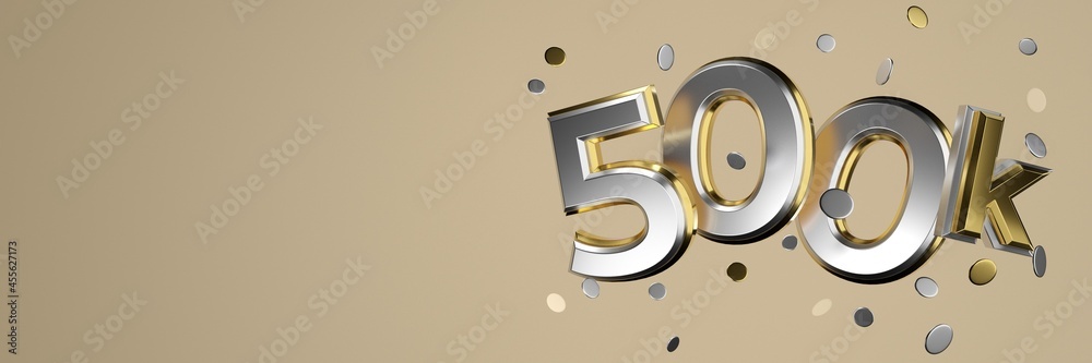 500K likes online social media thank you banner. 3D rendering Stock ...