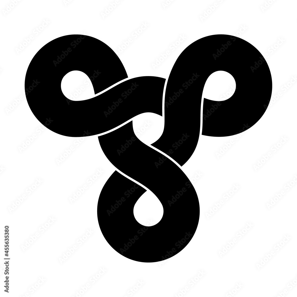 Triquetra knot sign made of three connected rings. Modern stylization ...