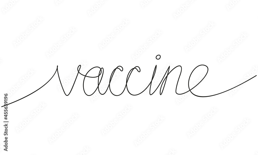 Vaccine word calligraphic hand lettering Continuous one line drawing ...