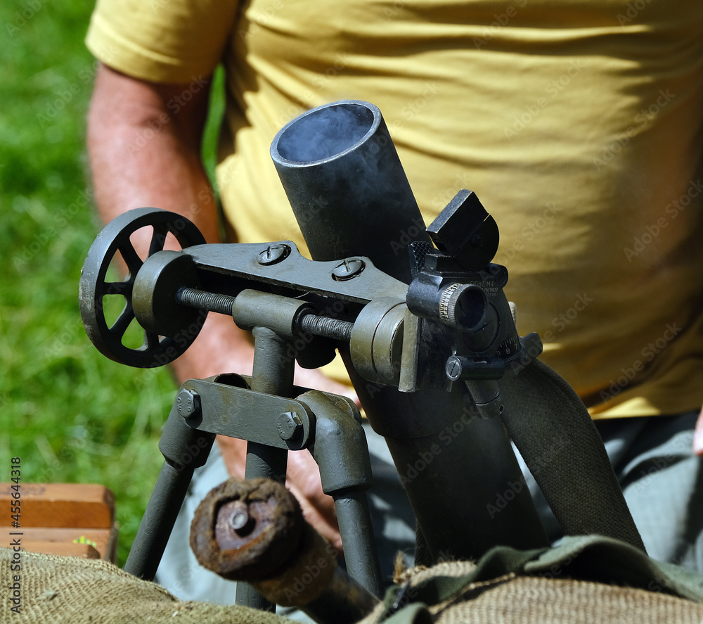 Home built replica of trench mortar which fires blank cartridges. Stock ...