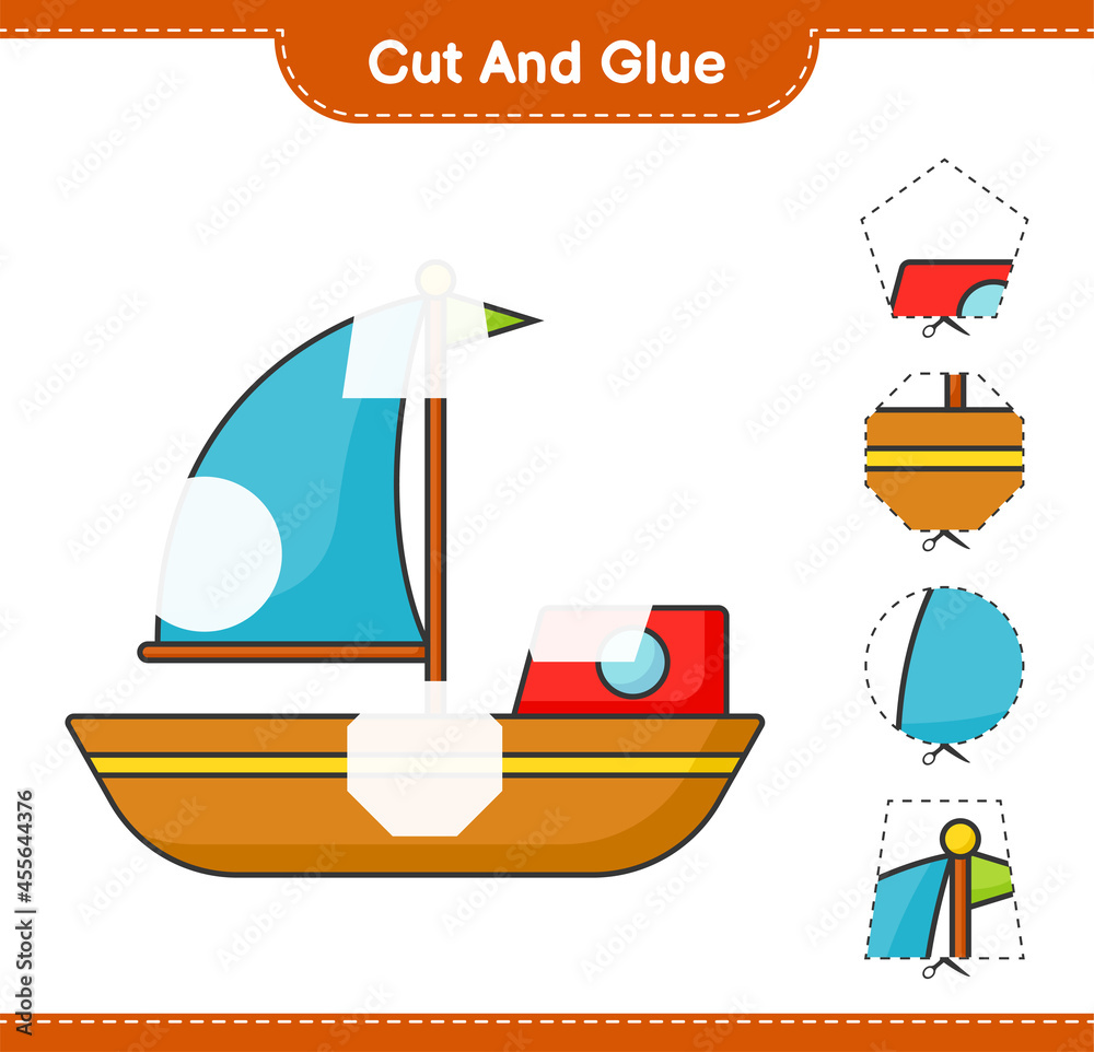 Cut and glue, cut parts of Boat and glue them. Educational children ...