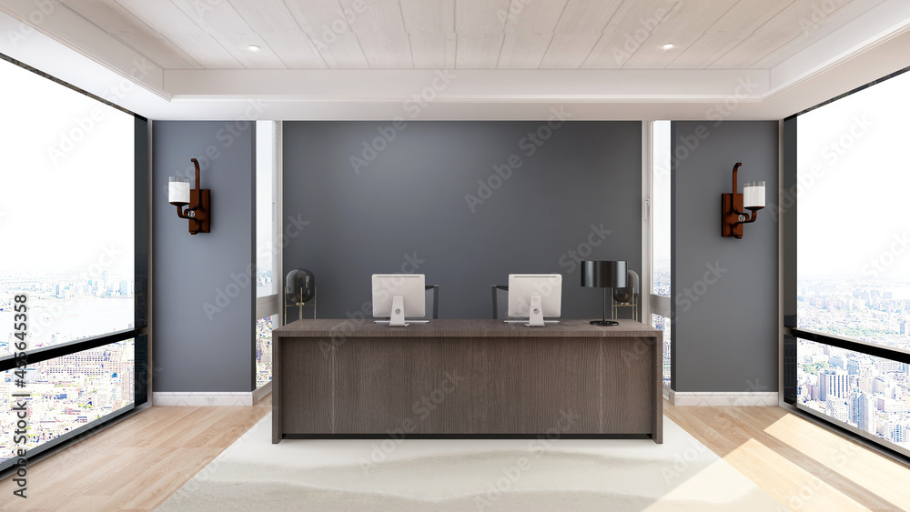 blank office wall in receptionist room for company logo mockup Stock ...