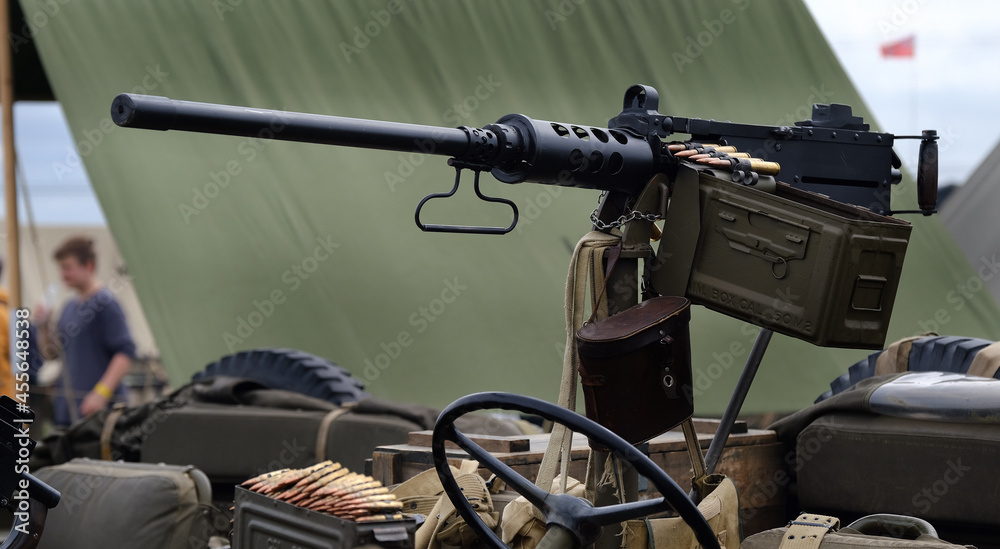 Browning 50 calibre heavy machine gun. Introduced in 1918 and still in ...