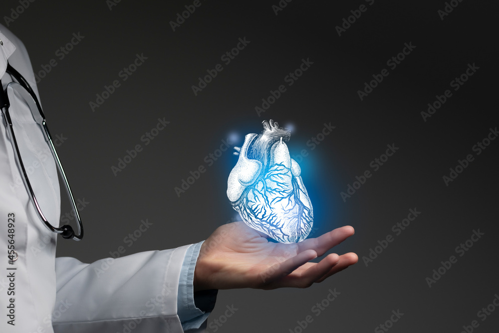 Cardiologist doctor, heart specialist. Aesthetic handdrawn highlighted ...