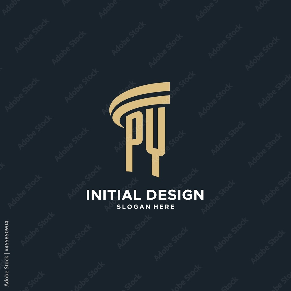 PY monogram with pillar icon design, luxury and modern legal logo ...