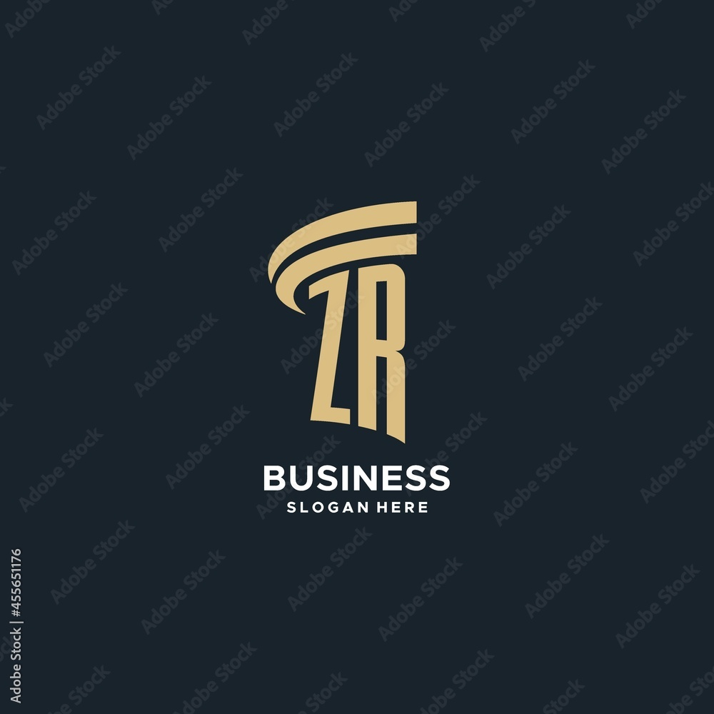 ZR monogram with pillar icon design, luxury and modern legal logo ...