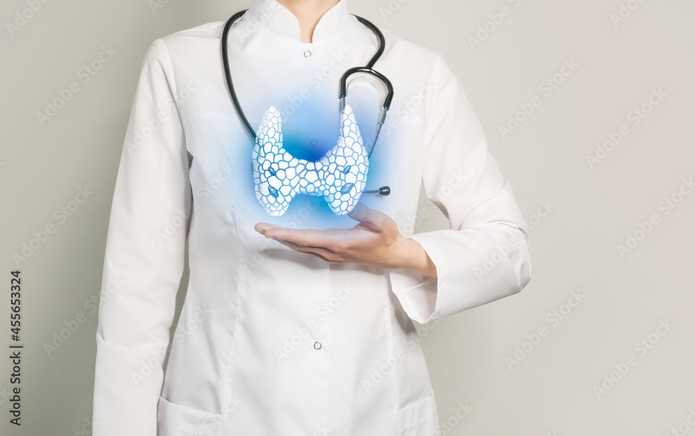 Endocrinologist doctor, thyroid gland specialist. Aesthetic handdrawn ...