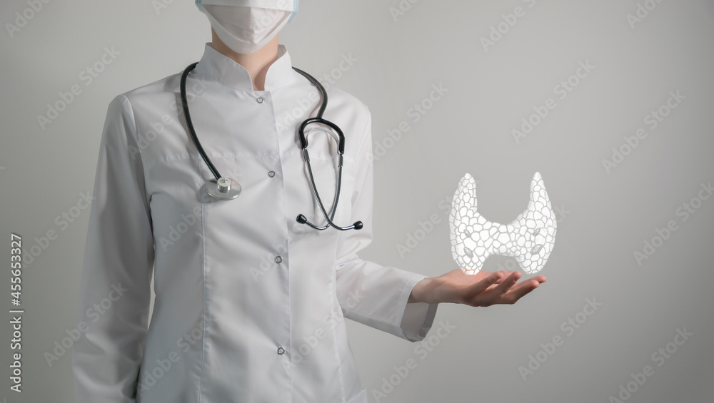 Endocrinologist doctor, thyroid gland specialist. Aesthetic handdrawn ...