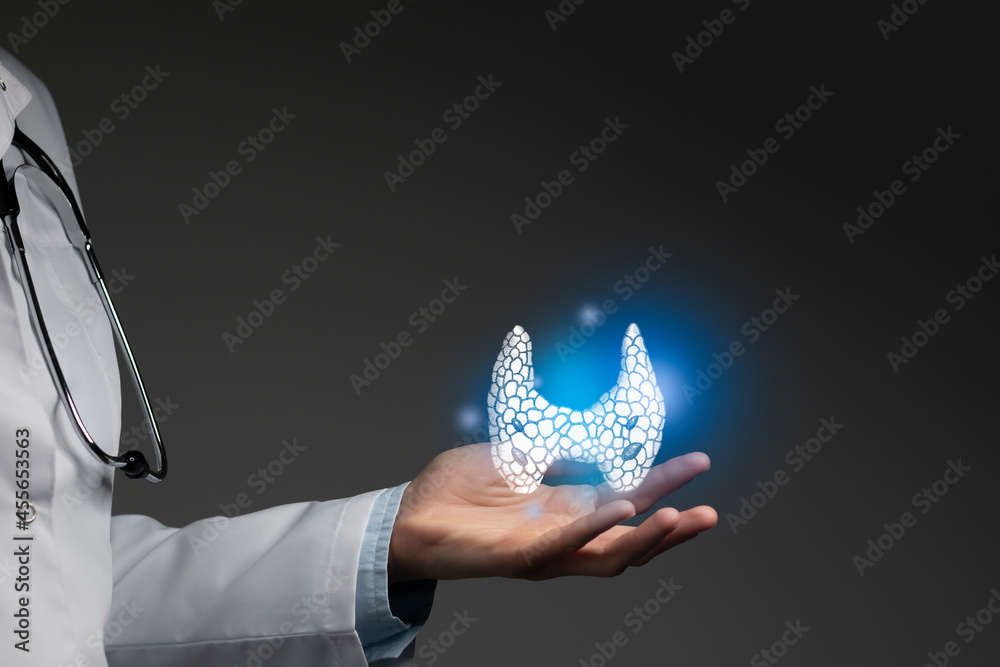 Endocrinologist doctor, thyroid gland specialist. Aesthetic handdrawn ...