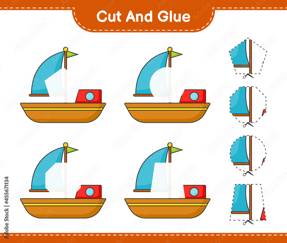 Cut and glue, cut parts of Boat and glue them. Educational children ...