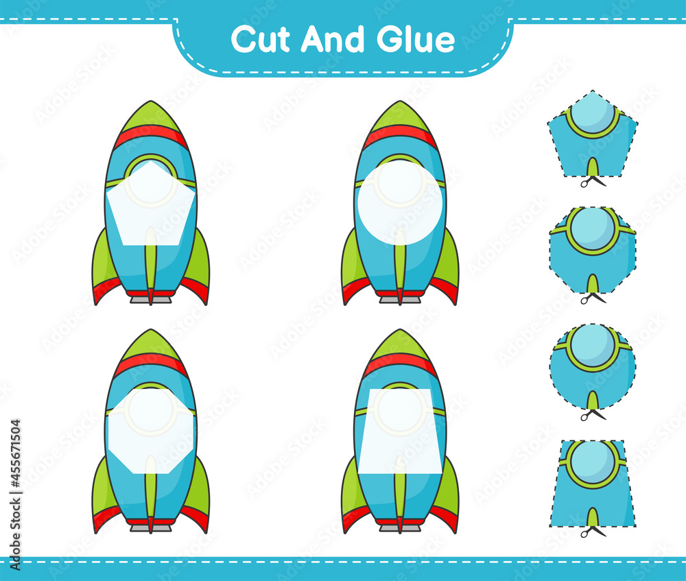 Cut and glue, cut parts of Rocket and glue them. Educational children ...