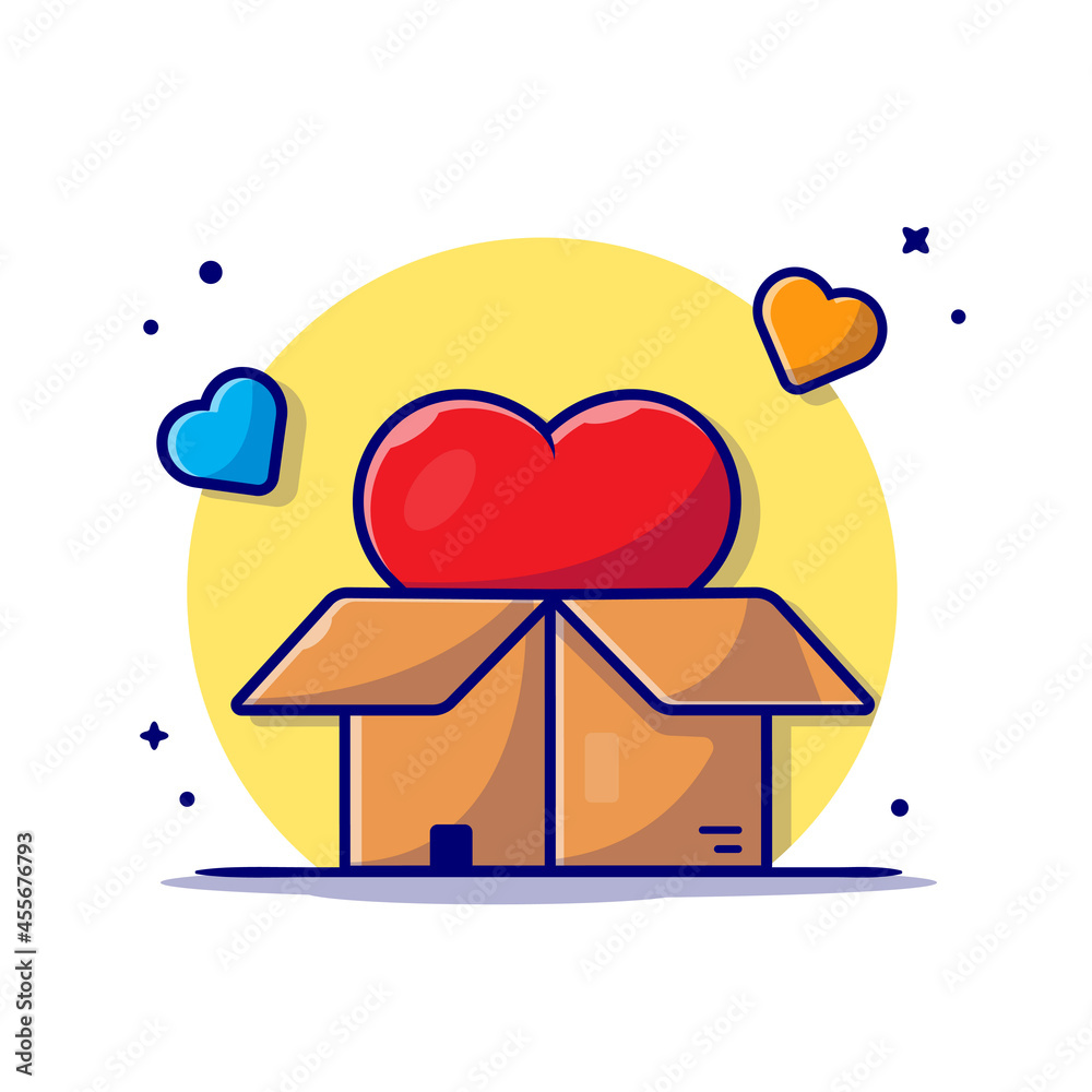Love Heart In Box Cartoon Vector Icon Illustration. Art Object Icon ...