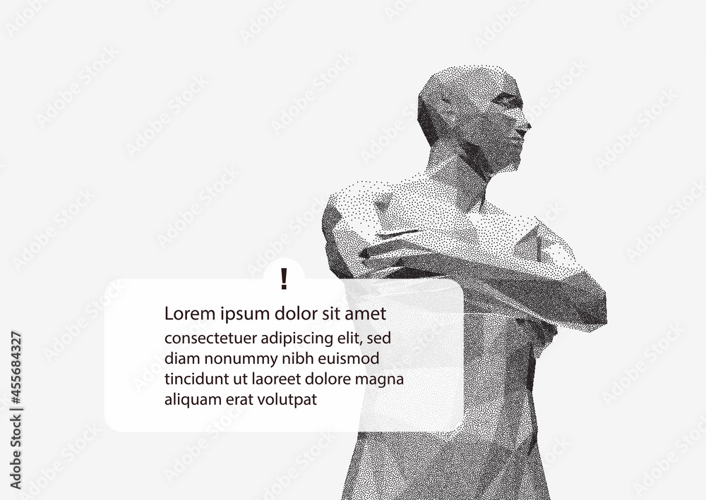 Man crossing his arms over his chest. Warning message. Template for ...