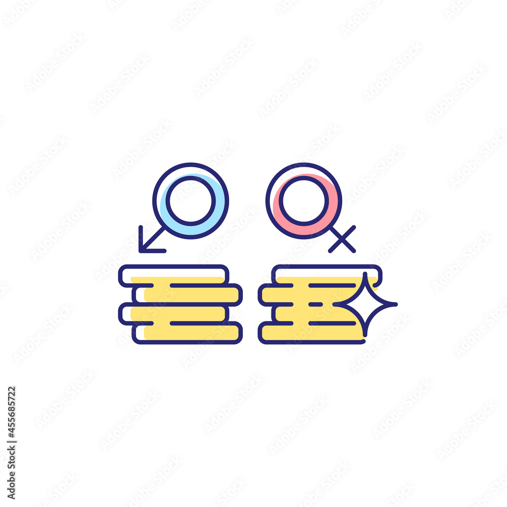 Workplace gender equality RGB color icon. Equal pay for work. Fighting ...