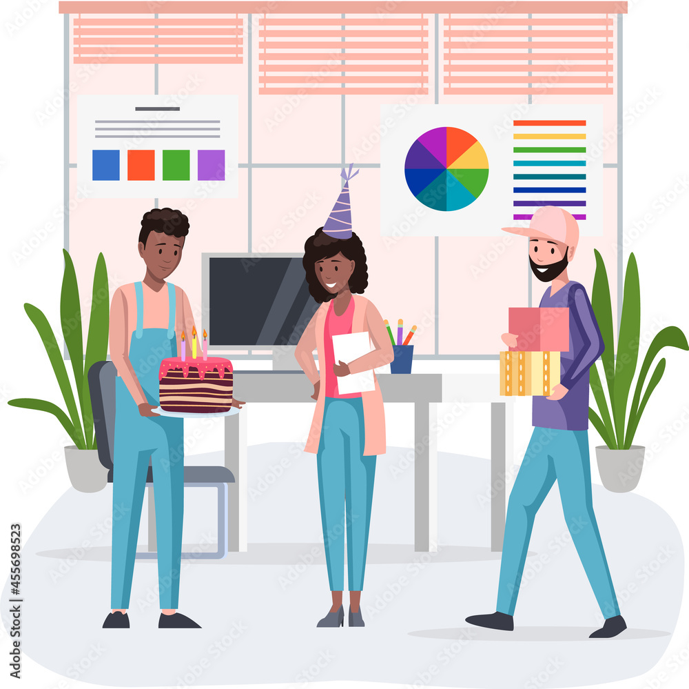 Business celebration concept. Team celebrates company anniversary ...