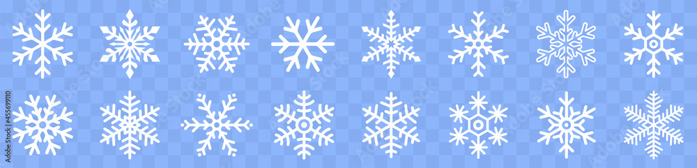 Snowflake different icons. Snowflake symbol set. Vector illustrator ...