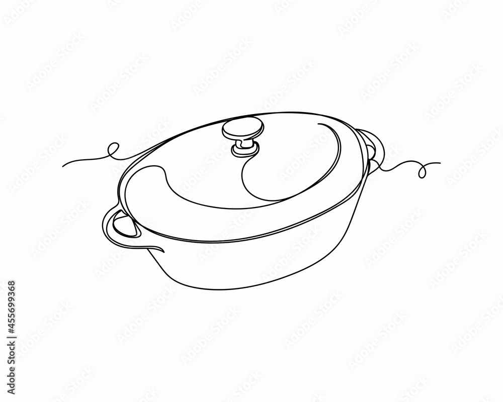 Continuous one line drawing of soup cup icon in silhouette on a white ...