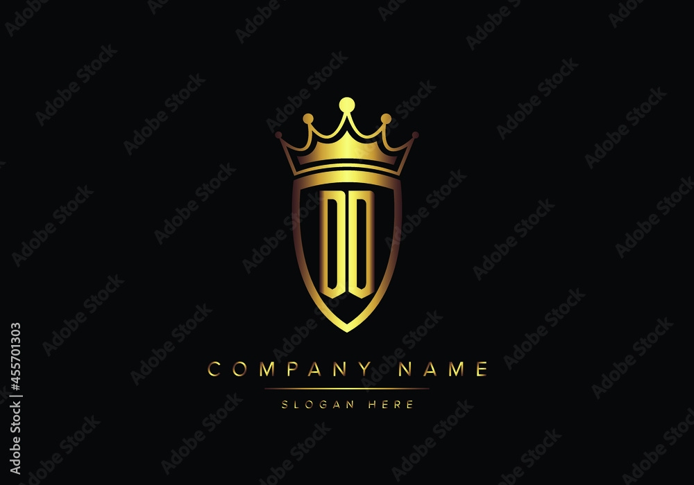 Alphabet letters DD monogram logo, gold color, shield style, luxury ...