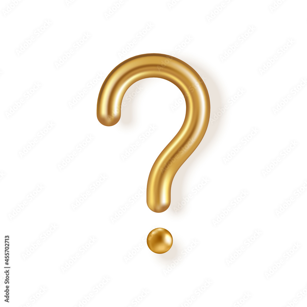 3d gold question mark isolated on white background. Vector illustration ...