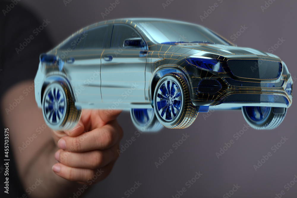 Driverless autonomous vehicle with lidar technology Stock Photo | Adobe ...