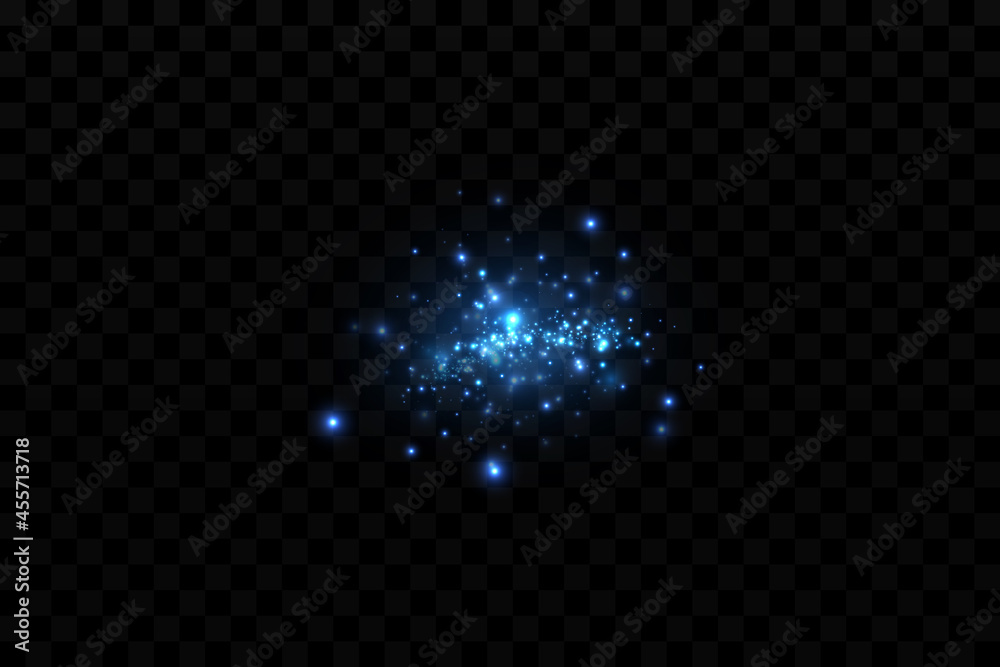 Bright blue sparkling particles. Background decoration. Light effect ...