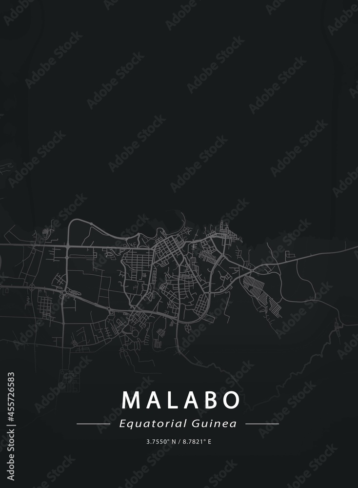 Map of Malabo, Equatorial Guinea Stock Illustration | Adobe Stock