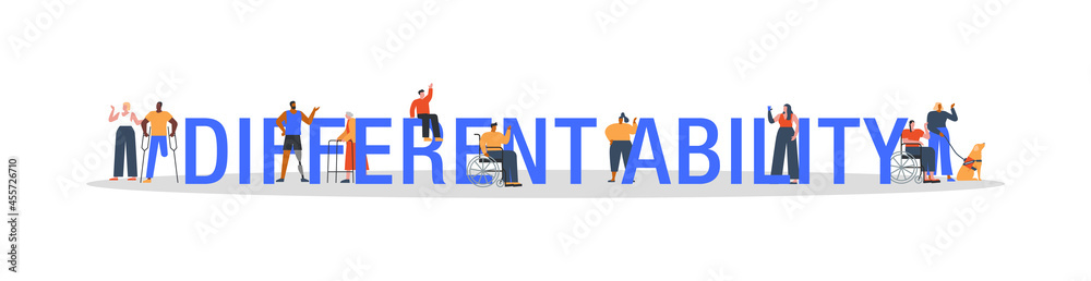 Photo & Art Print Different ability concept diverse people cartoon ...