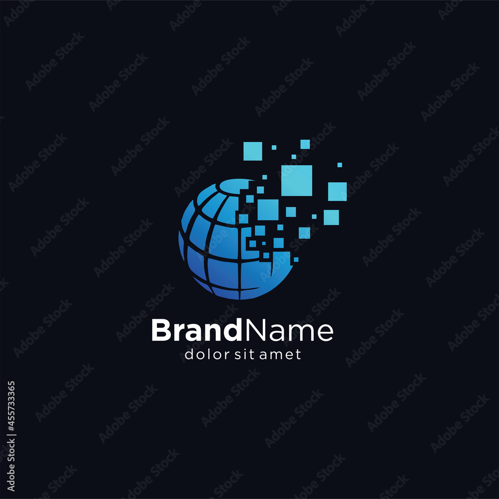World Circle Tech logo design concept vector illustration. Globe ...