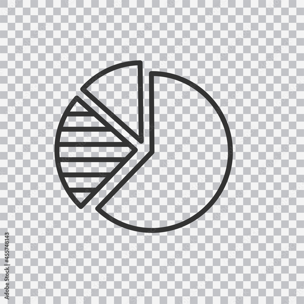 Pie chart outline icon. Pictogram isolated on transparent background ...