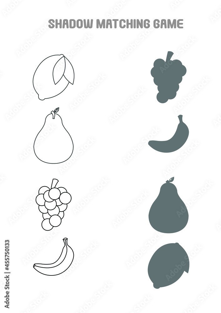 fruits matching games early learning kindergarten worksheets workbook ...