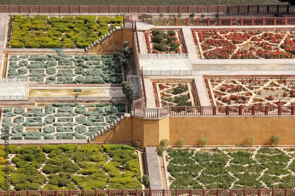 Aerial view of the Mughal gardens called Dil Aaram Bagh below the ...