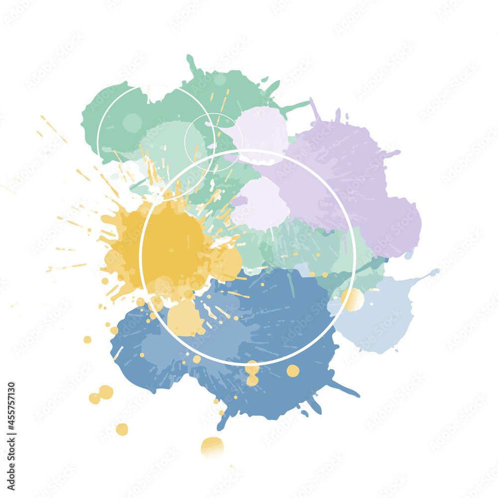 Watercolor splash decorative element in soft pastel color scheme Stock ...