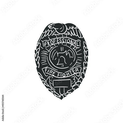 Firefighter Badge Icon Silhouette Illustration. Fireman Seal Vector ...