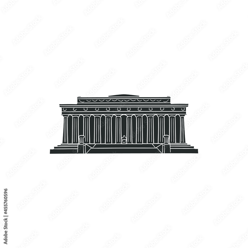 Lincoln Monument Icon Silhouette Illustration. Washington DC Vector ...