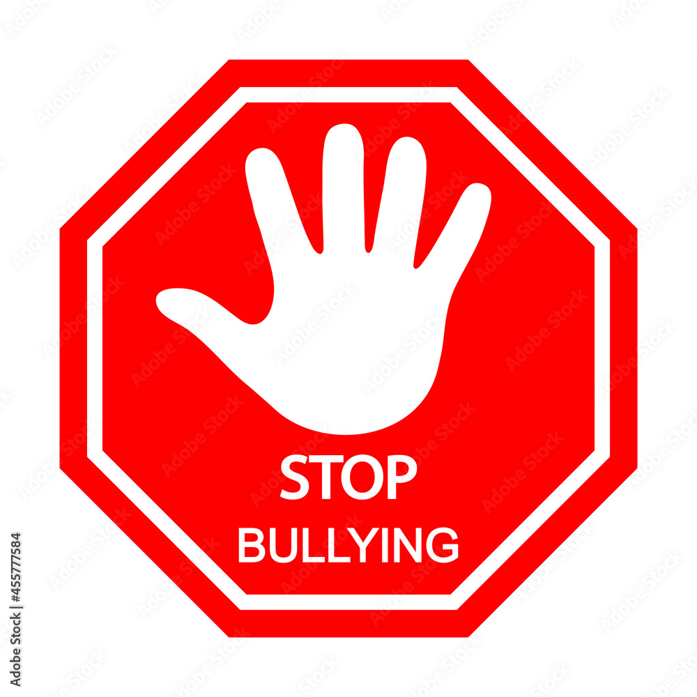 hand stop sign bullying on a white background Stock Vector | Adobe Stock