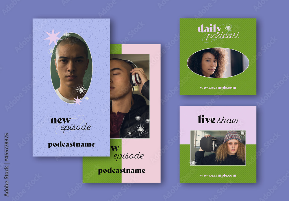 Bright Set of Social Media Posts Stock Template | Adobe Stock