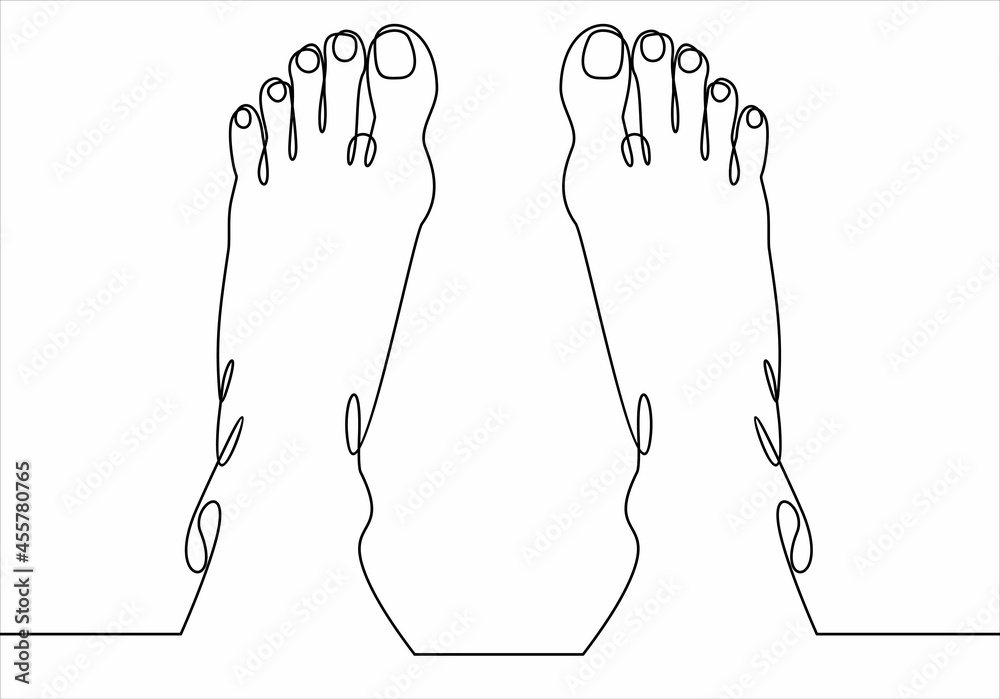 Perfect clean female feet .continuous line drawing Stock Vector | Adobe ...