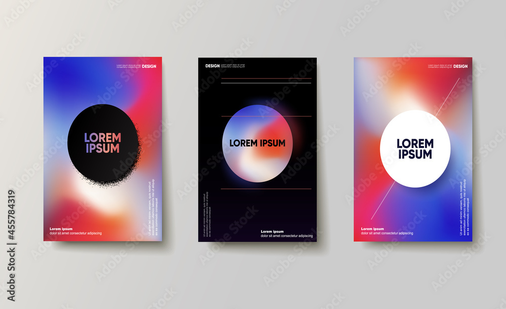 Set of modern poster with color mesh background for different templates ...