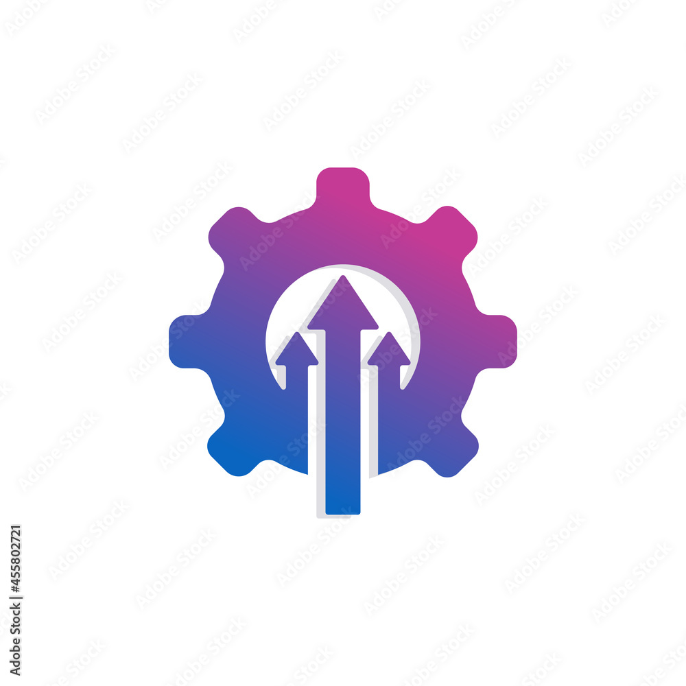 Technology Concept Icon. Cogwheel and Arrow up Symbol. Upgrade Setting ...