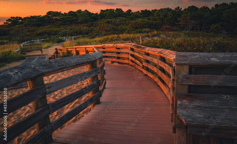 Curved wooden ramps for wheelchair access to the beach on South Cape ...