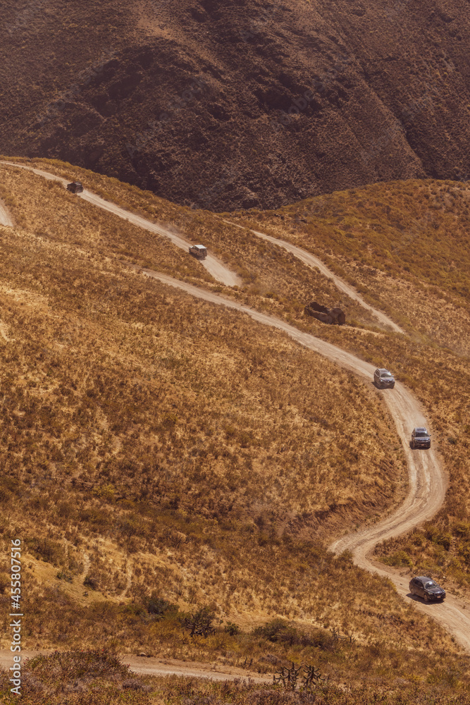 Overland camping roadtrip in the andes mountains of Lima, Peru Stock ...